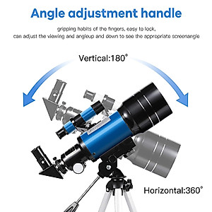 Telescope for Adults &Beginners,70mm Aperture 300mm AZ Mount with Adjustable Tripod and Fully Multi-Coated Optics, Portable Astronomy Refractor Telescope, Wireless Remote