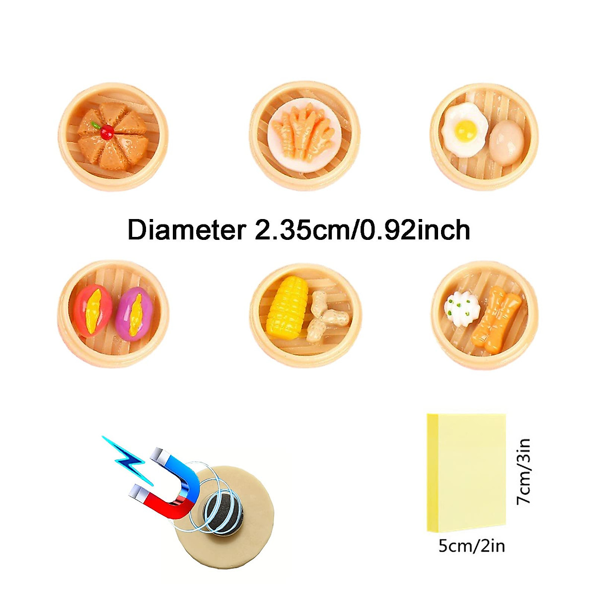 6 Pcs Cute Magnets Funny Fridge Magnets, Food Steamer Refrigerator Magnets, Fridge Magnets 3D Resin Magnets for Office Whiteboard, Kitchen Decorations+100 Sheets/Pad Self-Stick Note Pads