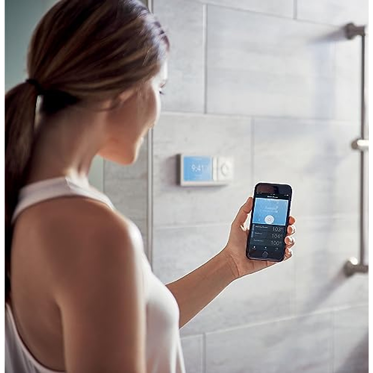 Moen Terra Beige Smart Shower 2-Outlet Digital Shower System Controller for Thermostatic Shower Valve, TS3302TB
