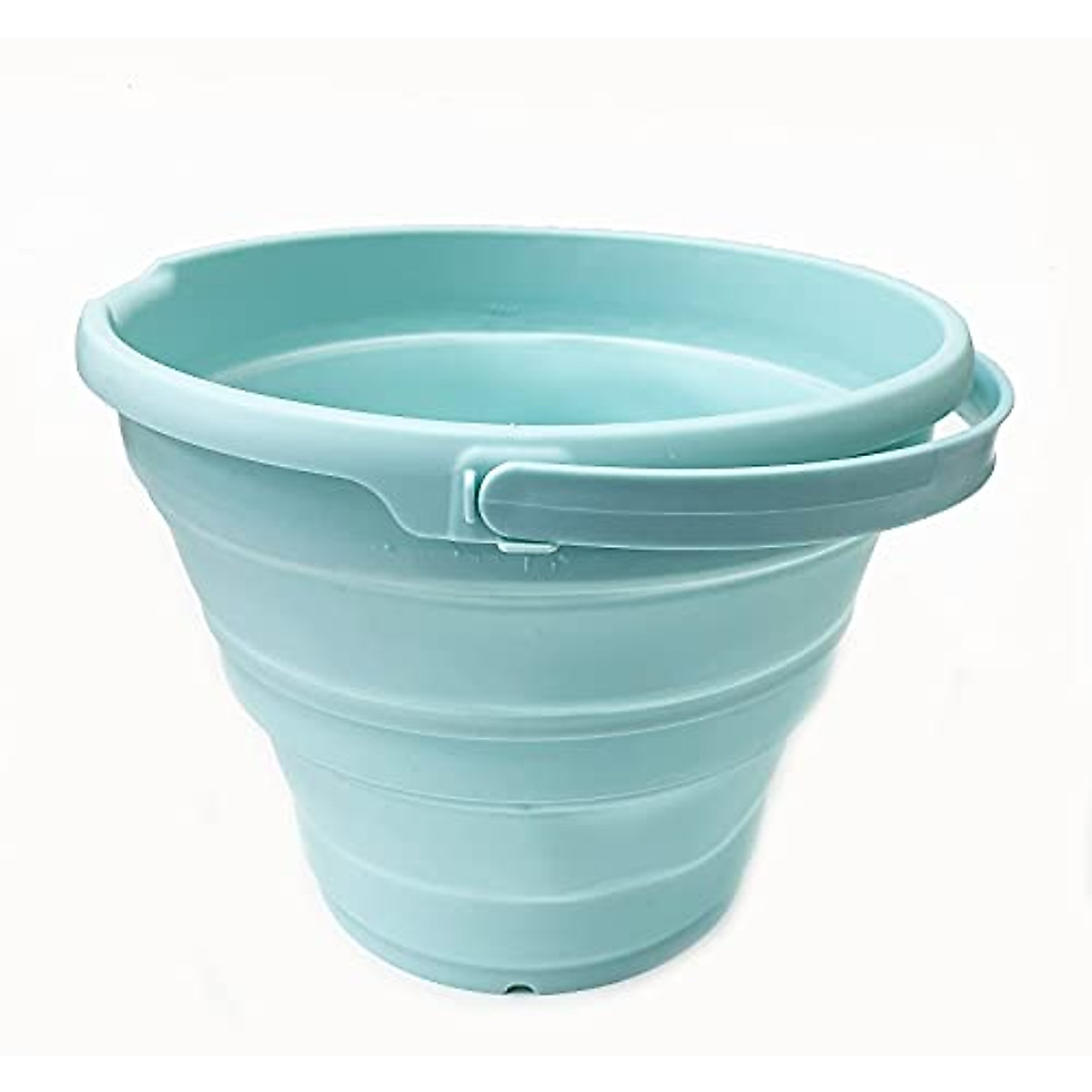 SAMMART 10L (2.6 Gallon) Collapsible Plastic Bucket - Foldable Round Tub - Portable Fishing Water Pail - Space Saving Outdoor Waterpot, Size 33cm Dia (1, Lake Green)
