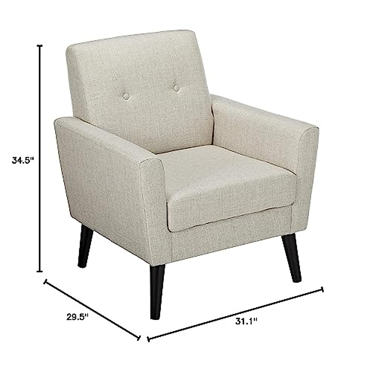 Christopher Knight Home Sienna Mid-Century Modern Fabric Club Chair, Beige 29.5D x 31.1W x 34.5H Inch