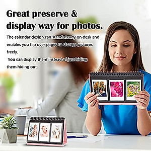 Instax Mini Photo Album for Fujifilm Instax Mini 11 12 9 40 Evo Liplay 8 7+ Instant Camera, 96 Pockets Desk Calendar Polaroid Photo Albums for Polaroid Kodak Zink 2x3" Film & Kpop Photo Card (Pink)