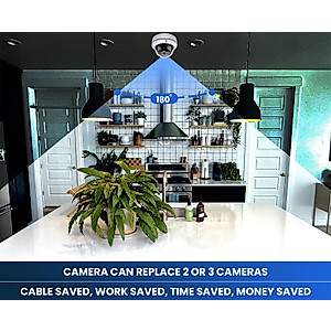 DCSEC HD 1080P 2MP 180 Degree Surveillance Security Camera Wired Coax Fisheye 1.7mm Lens Super Wide Angle Dome Camera Outdoor 4 in 1 (TVI/AHD/CVI/BNC Real Hybrid Analog CCTV Cameras) IR Night Vision