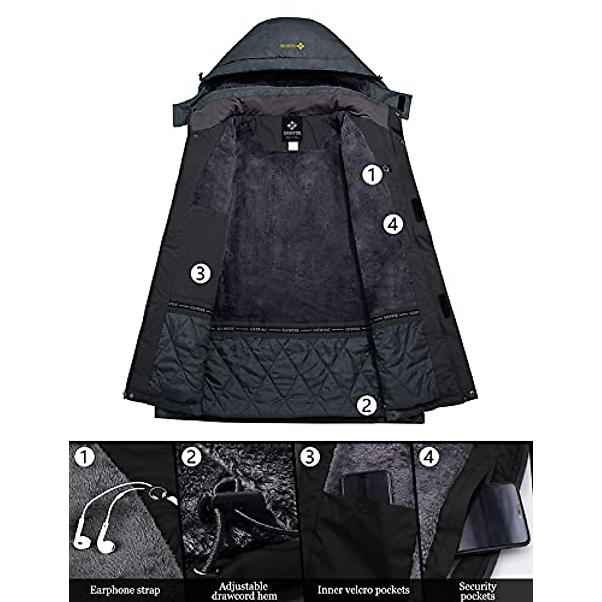 GEMYSE Men's Mountain Waterproof Ski Snow Jacket Winter Windproof Rain Jacket (Black,Small)