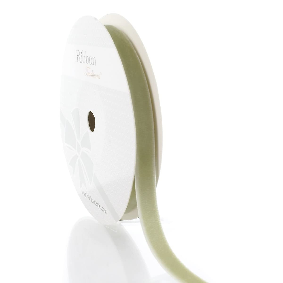 3/8" Narrow Velvet Ribbon Rustic Sage Green 25 Yards HairBow Center LLC