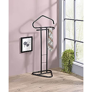 Pilaster Designs Traditional Fairview Suit & Tie Valet Stand Clothing Organizer Rack, Black Metal