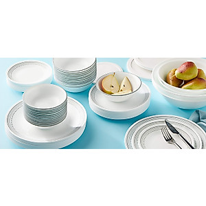 Corelle Vitrelle 78-Piece Service for 12 Dinnerware Set, Triple Layer Glass and Chip Resistant, Lightweight Round Plates and Bowls Set, Mystic Gray