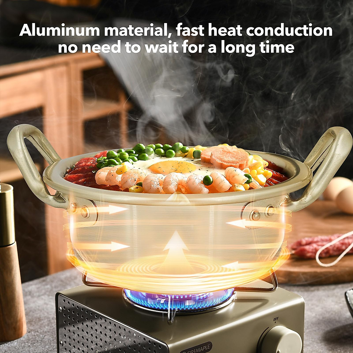 SSHAN Korean Ramen Pot with Lid - Light Weight Ramen Cooker Pot, Korean Cookware Noodle Pot Fast Heating for Kitchen Cookware, Easy Light Stockpot Soup Pot, Healthy, Sturdy, & Dishwasher Safe (16cm)