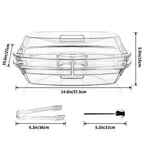 MOLIGOU Chilled Serving Tray, Ice Party Platter with Lid, 4 Compartments Appetizer Serving Tray on Ice