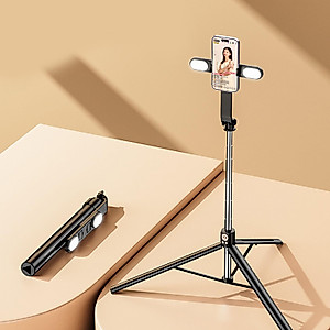 Cell Phone Tripod Stand, Extendable 3 Color Temperature Cell Phone Selfie Stick Tripod for Travel