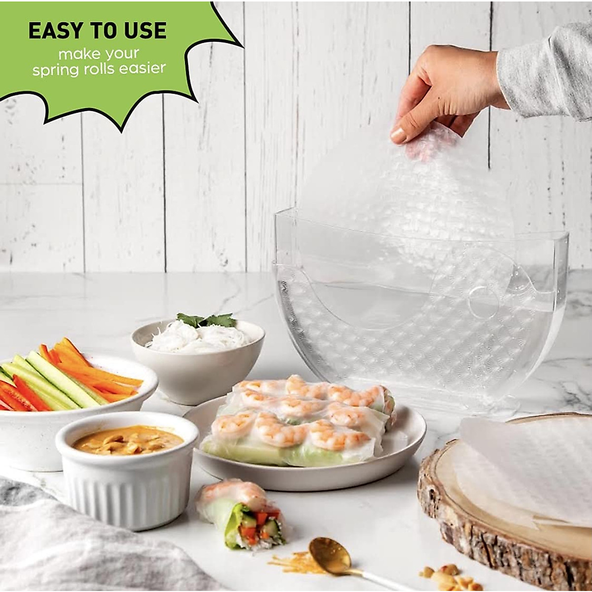 Dkarmin Rice Paper Water Bowl, Spring Roll Water Bowl, Vietnamese Spring Roll Wrapper, Water Bowl for soaking Rice Paper to make Spring Rolls, Banh trang holder