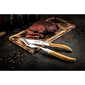 Laguiole Style de Vie Steak Knives, Luxury Line, 6 pieces, Olive Wood, in giftbox