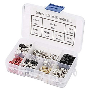 Computer Repairing Screws, Storage Box PC Repairing Kits Computer Screws Kit, Computer Repairing Accessories 202Pcs Motherboard Mobile Network for Maintenance