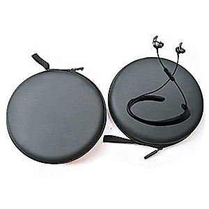 QC30 Replacement Zipper Carrying Case Round & Hard Box Portable Bag Compatible with Bose Quietcontrol 30 QC30 in-Ear Wireless Headphones (Black)