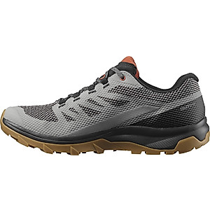 Salomon Outline Gore-TEX Hiking Shoes for Men, Frost Gray/Black/Burnt Brick, 7