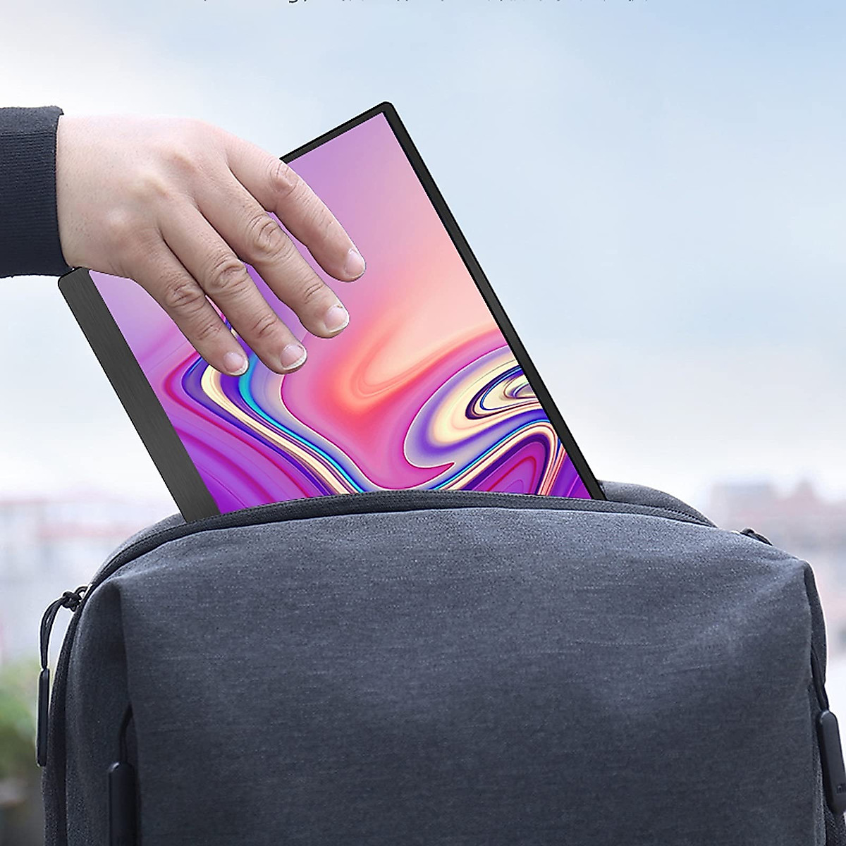 HONGFEISHANGMAO Monitor 4K Portable Monitor 15.6'' HDR FHD IPS Touchable Computer Display with USB-C HDMI Gaming Monitor for Xbox PS4 Switch Laptop PC Phone, 3840x2160 Gaming Monitor