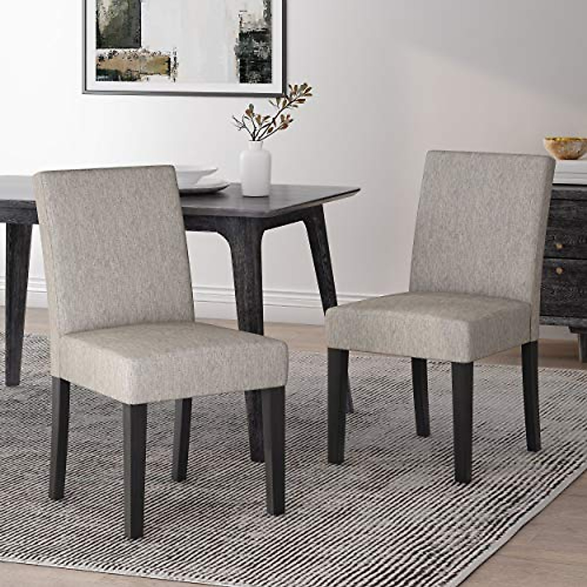 Christopher Knight Home Boling Contemporary Upholstered Dining Chair (Set of 2), Light Grey + Dark Brown