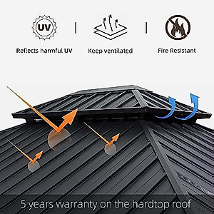 Shade N' Shelters 12' x 14' Outdoor Hardtop Gazebo for Patio, Backyard, Garden, or Deck (12' x 14', Aluminum Black Frame)