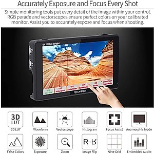 FEELWORLD LUT6 6 Inch 2600nits HDR 3D LUT Touch Screen DSLR Camera Field Monitor with Waveform VectorScope Histogram 4K HDMI Input Output 1920X1080 IPS Panel