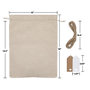 Tapleap Burlap Bags with Drawstring, 12 x 16 inches (Lot of 10) Burlap Favor Sacks for Wrapping Gifts, Birthday, Wedding, Party or Household Use Like Planting Flowers(Original)