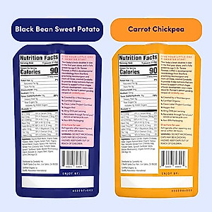 Cerebelly Baby Food Pouches - Organic Beans & Veggies Purees Variety Pack (4 oz, Pack of 8) Toddler Snacks - 16 Brain-supporting Nutrients - Healthy Snacks, Gluten-Free, BPA-Free, Non-GMO