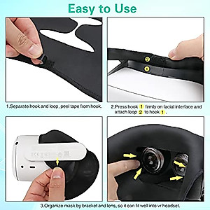 VR Face Cover, SEVENKA Breathable VR Mask for Meta Oculus Quest 2 Workout Supernatural, Compatible with Virtual Reality Headsets Oculus Quest 2, Reusable & Sweat Absorbing & Defogging & Washable(3pcs)