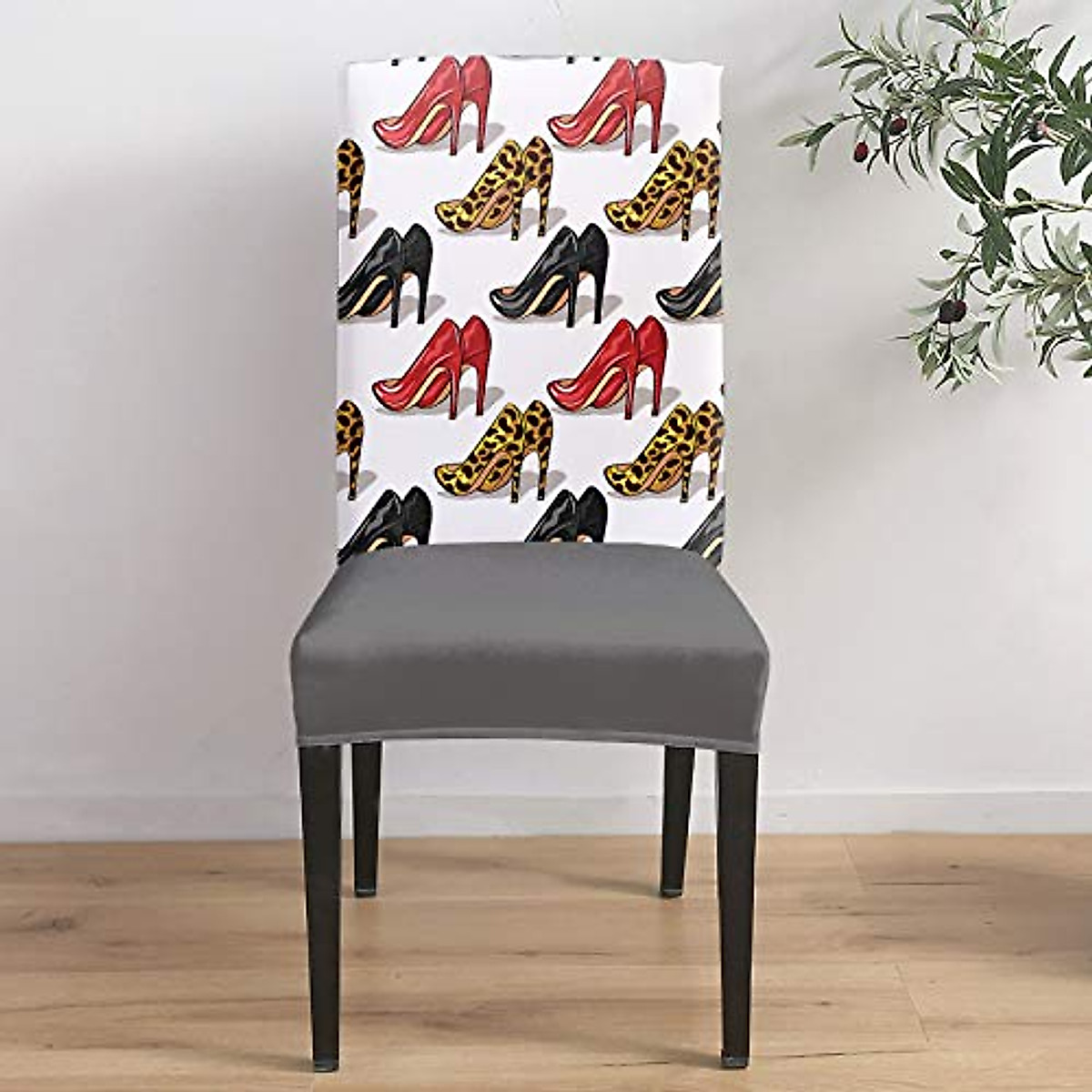 Chair Cover Elegant High Heels Dining Chair Slipcovers Sexy Woman Romantic Love Stretch Removable Chair Seat Protector Party Decoration