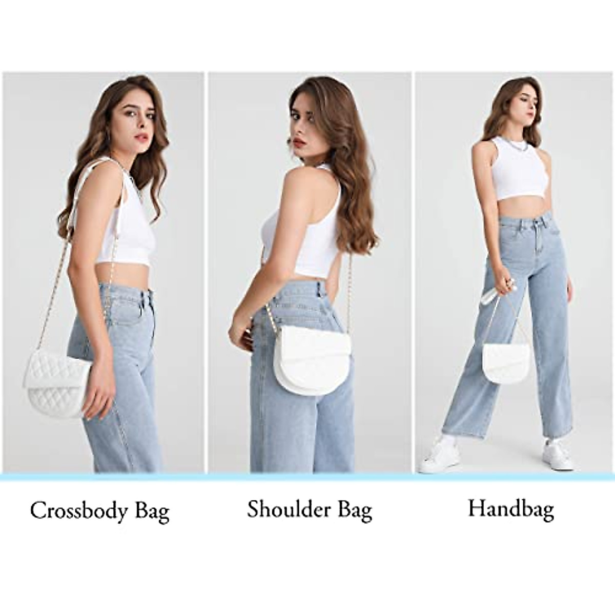 Time Pawnshop Crossbody Purses for Women Quilted Handbags Shoulder Bags with Adjustable Chain Bag Faux Leather