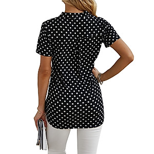 Ninedaily Polka Dot Blouse for Women,Flattering Lightweight Tunics for Legging/Jeans/Shorts Summer Shirts 2024 Ladies Big Loose Fitting Linen Tops Peplum 8 10