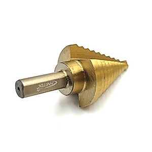 Innetoc 3/8" Shank Titanium Step Drill Bit, 1/4' to 1-3/8' in 1/8' Increments with SafePlastic Case|10 Steps