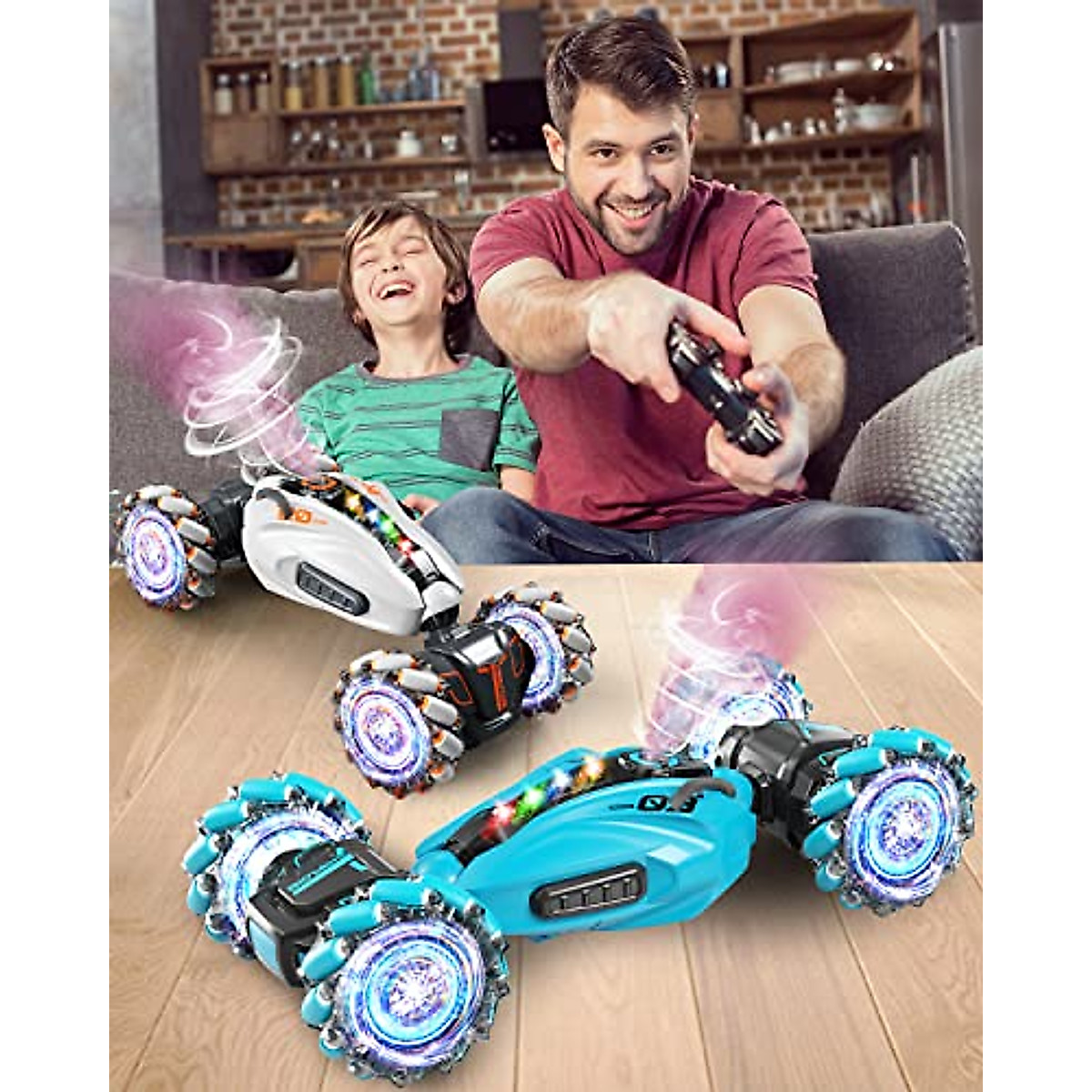 Gesture Rc Car,1:12 4WD 2.4G Hand Controlled Rc Car With Spray, All Terrain Remote Control Car For Boys 8-12,Toys For 7 8 9 10 11 12 Year Old Boys/Girls, Gift Ideas Birthday Chirstams RC Truck-Blue