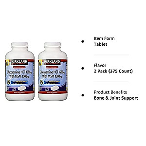 Kirkland Signature Glucosamine with MSM, 375 Tablets (2 Pack)