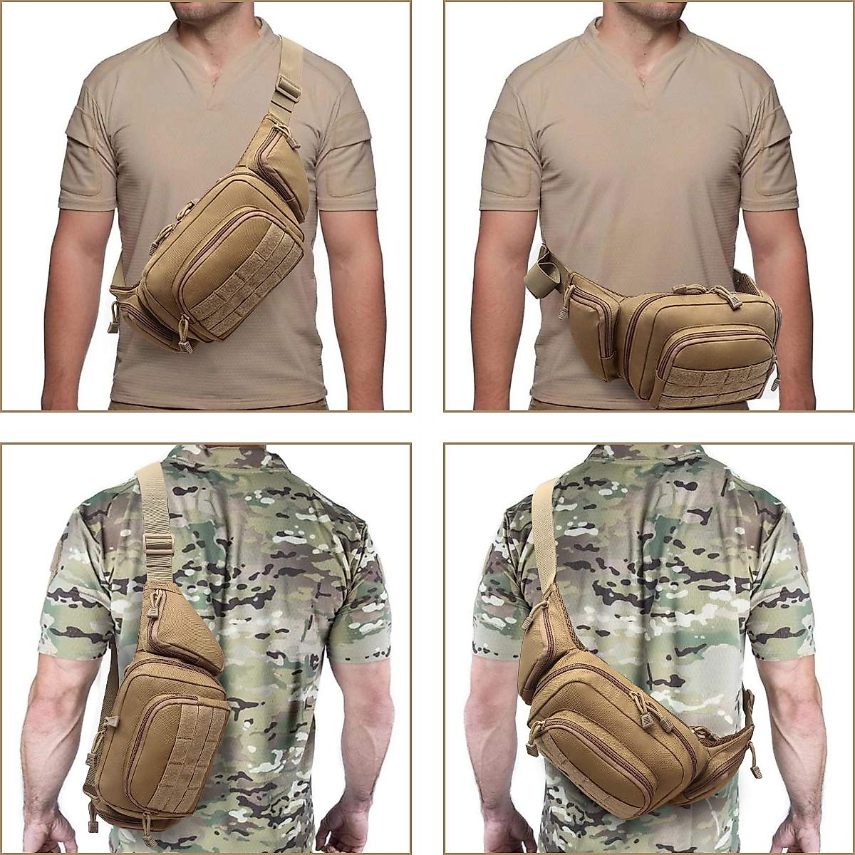 LIVANS Concealed Carry Fanny Pack Holster, Tactical Conceal Carry Pistol Bag Mens Gun Carry Concealment Holster Fits 1911 and G 17,19,20,21 Fits up 55" in Waist Free U.S Flag Patch