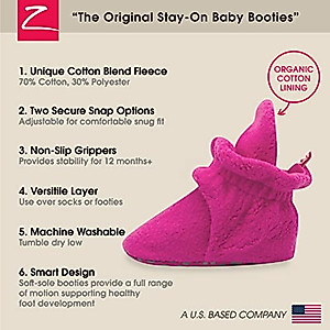Zutano Unisex Cozie Fleece Baby Booties with Grippers, Baby Essentials, Fuchsia, 24 Months
