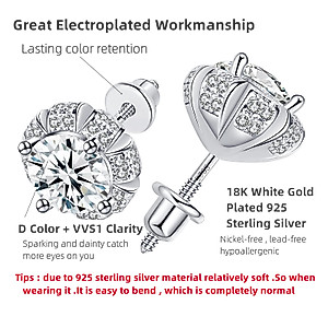 Diamond Stud Earrings for Women Men Gifts for Wife Soulmate Mom Girlfriend Moissanite Earrings 2Ct Anniversary Jewelry Present for Wife, Birthday Valentines Gifts (Luxury 4 Pointed)