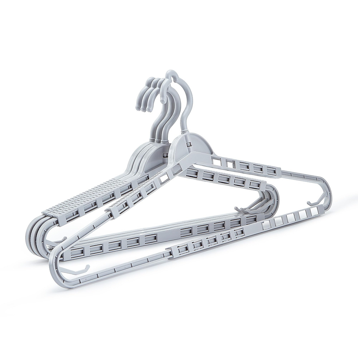 HOUSE DAY Extra Large Adjustable Hangers 4 Pack, Heavy Duty Clothes Hangers with 360° Rotating Hook, Sturdy Plastic Hangers Ideal for Coat,Sweaters, Jackets, Bath Towels, Oversized Garments (Gray)