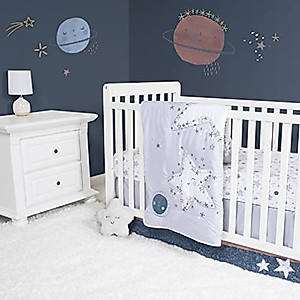 Sammy & Lou Starlight 4-Piece Baby Crib Bedding Set, Includes Quilt, Fitted Crib Sheets Neutral, Crib Skirt, and Plush Toy