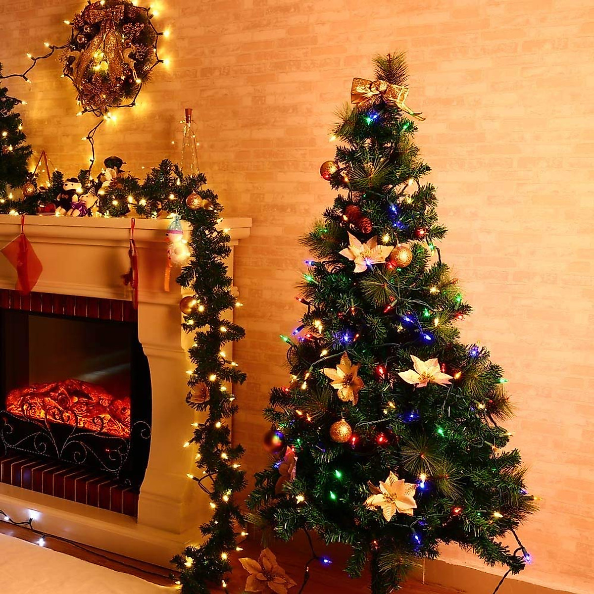 LOENDE Battery Operated String Lights with Timer Christmas Lights 100 LED 8 Modes String Lights Mini Lights Set for Indoor Outdoor Wedding Party Home Garden Wreath, Waterproof, Multicolored