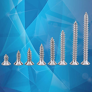 M3 Self Tapping Screws Assortment Set, Stainless Steel Phillips Wood Screws, 200pcs(Flat Head)