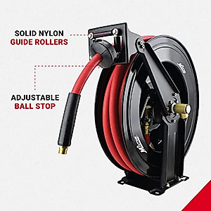 Milton 2780-50D - Steel Dual Arm Auto-Retractable Air Hose Reel, 1/2" x 50 ft. Rubber Hose - 300 Max PSI