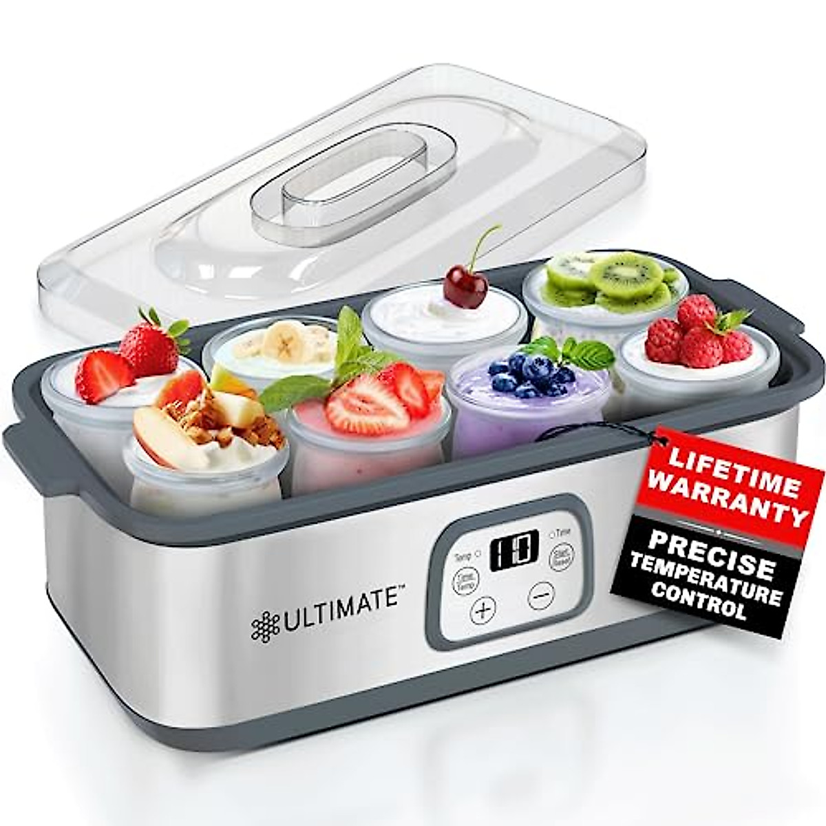 Ultimate Probiotic Yogurt Maker - Make Trillions of Live Probiotics at Home w/Precise Temperature & Time Control - Get Better Gut Health - Perfect Kitchen Gift for Men or Women - Best Yoghurt Machine