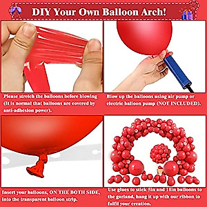 YUEARN Red Balloons, 132PCS Red Balloon Garland Kit, 18/12/10/5IN Different Size Pack, Balloon Arch Kit for Birthday Party/Baby Shower/Wedding Decor (Red, 18/12/10/5-in)