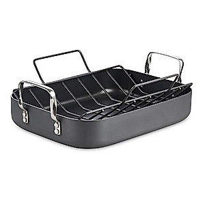 Cooks Standard Hard Anodized Roaster, 16-inch x 12-inch, Black