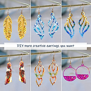 Mity rain 95pcs Resin Jewelry Molds Kit, 5 Pairs Earring Silicone Molds Epoxy Casting Molds with Hole, Sets of Earring Hooks, Jump Ring, Eye Pins for Resin Jewelry, Pendant, Key Chains