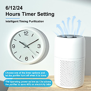 2 Pack TPLMB Air Purifiers for Bedroom Home,H13 HEPA Filters,Better Sleep,Desktop Air Purifier with Nightlight Speed Control,For Home Living Room,24dB Bass System,P60, small, White