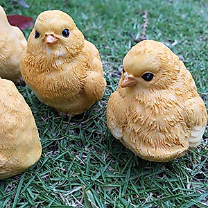 Posee Outdoor Garden Decoration Little Yellow Chicks Chicken Statues Lawn Ornament 2 Inches