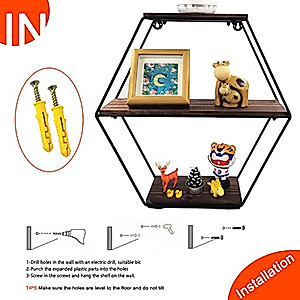 DECOCIAGA House Wall Metal Wood Floating Shelves,Black Decor Storage Shelf for Bathroom Kitchen Living Room&Coffee Table,Apartment Decorative Shelves-Not Require Assembly