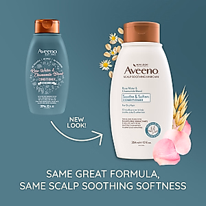 Aveeno Rose Water & Chamomile Blend Sulfate-Free Conditioner with Colloidal Oat for Dry Sensitive Scalp, Gentle Cleansing Conditioner for Fine, Fragile Hair, Paraben & Dye-Free, 12 Fl Oz