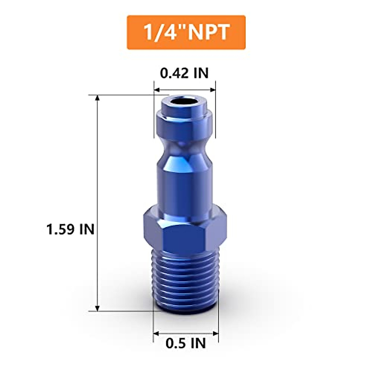 GASHER 20PCS 1/4-Inch NPT Male Blue Aluminum Industrial Air Plug, Pneumatic Plugs 300PSI(T-Style)