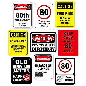 WERNNSAI 80th Birthday Decorations - 9 PCs 80s Old Zone Party Decorations, Funny Yard Banner for Grandma Grandpa, Table Centerpieces Door Wall Windows Signs Photo Booth Props for Men Women, Happy Bday Decor